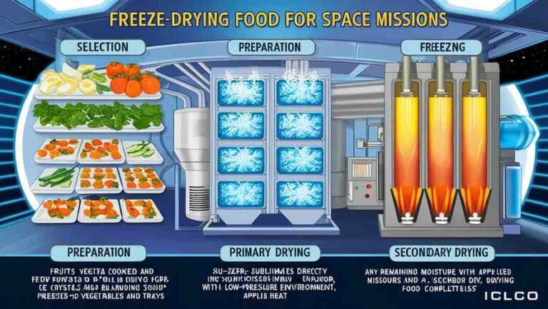 Freeze drying for space food